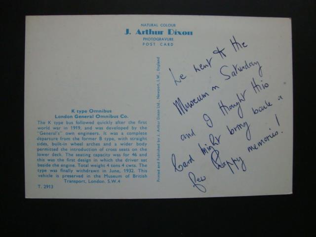 Railfans2 411) Postcard, UK Museum, London General Omnibus Co's K Type ...
