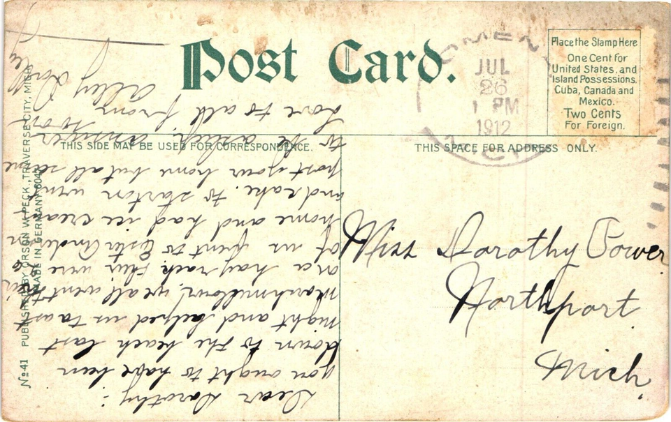 Traverse Bay near Marion Island Michigan Postcard Posted 1912 | eBay