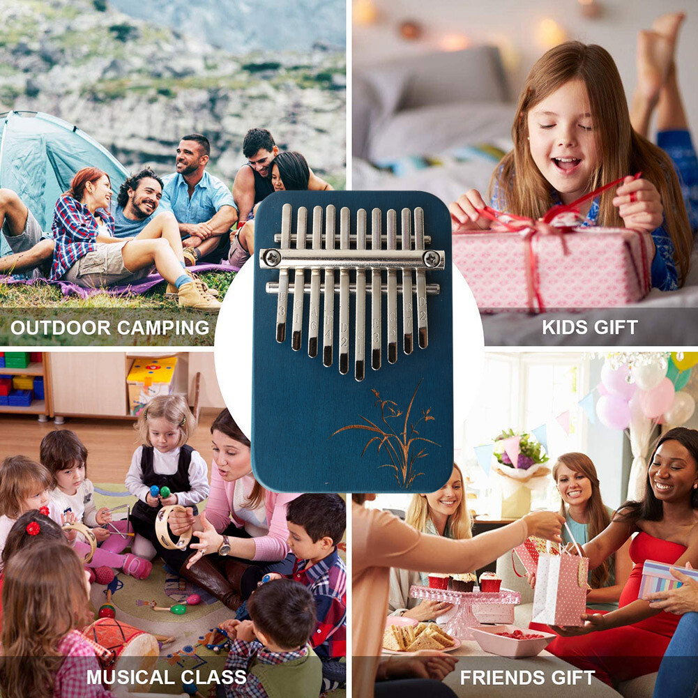 10 Key Kalimba Finger Thumb Piano Keyboard Percussion Instrument (Blue ...