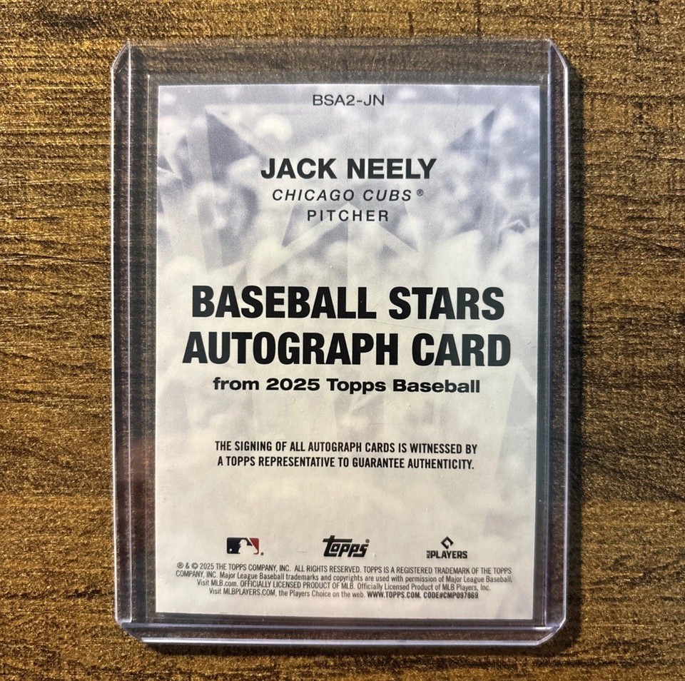 2025 Topps Series 2 Jack Neely RC Auto #BSA2-JN Baseball Stars Blue ...