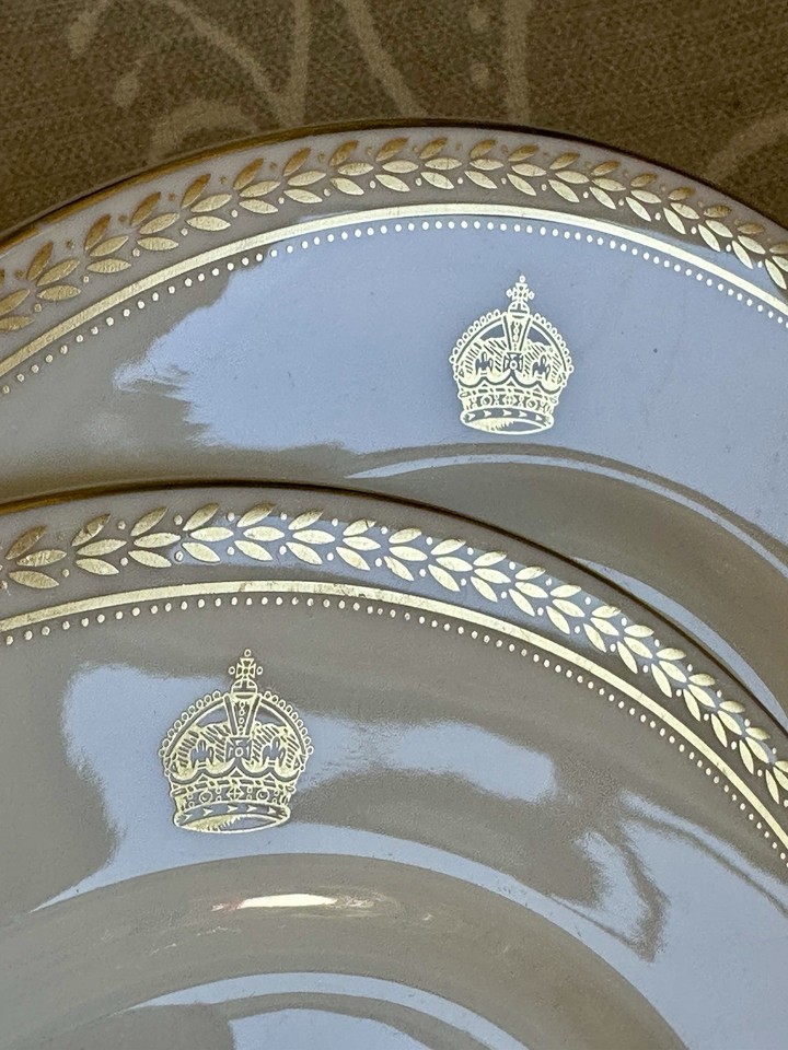 SIX x Vintage Minton S104 Wheatsheaf Gold DINNER PLATES 27cm St Edward ...