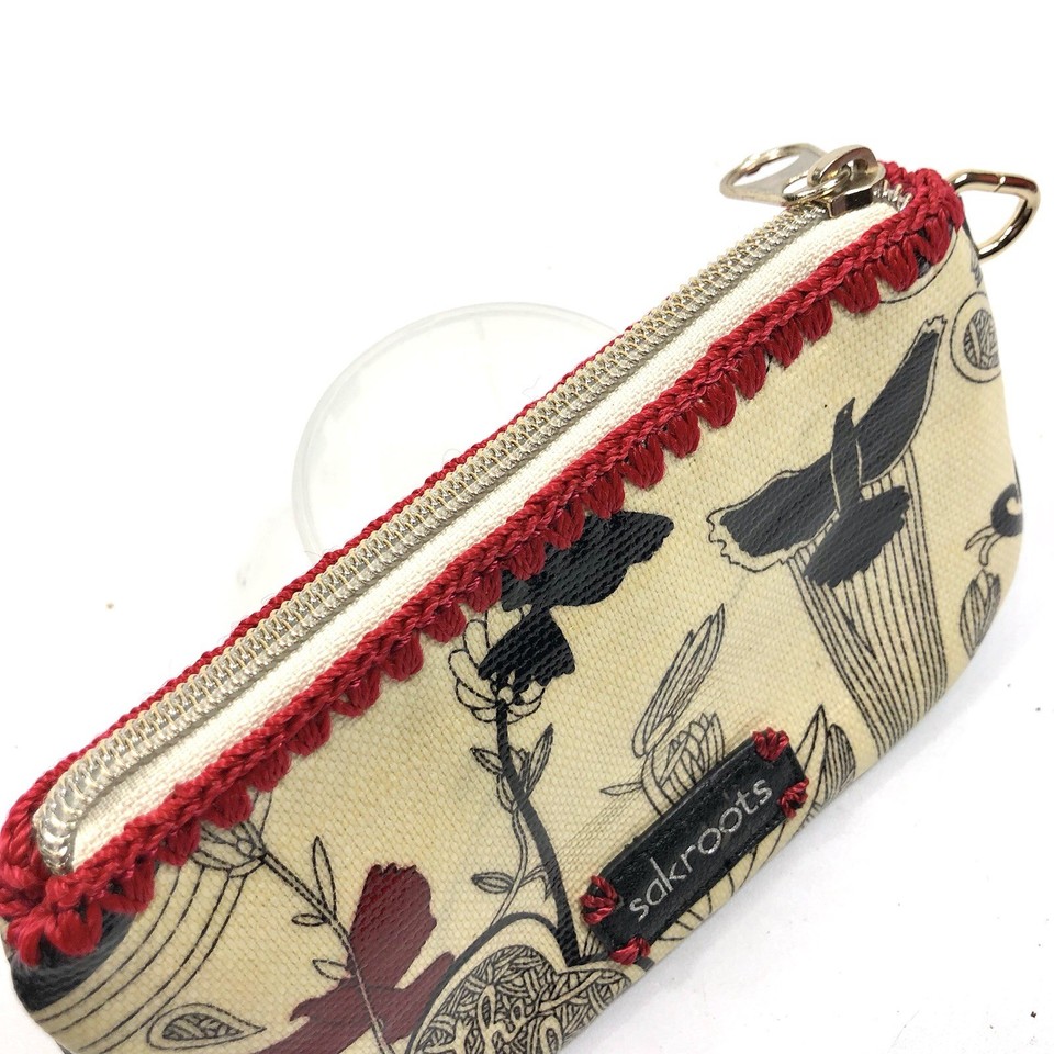 Sakroots Zipper Wristlet Sealed Canvas Birds Flowers Inside Pocket Key ...