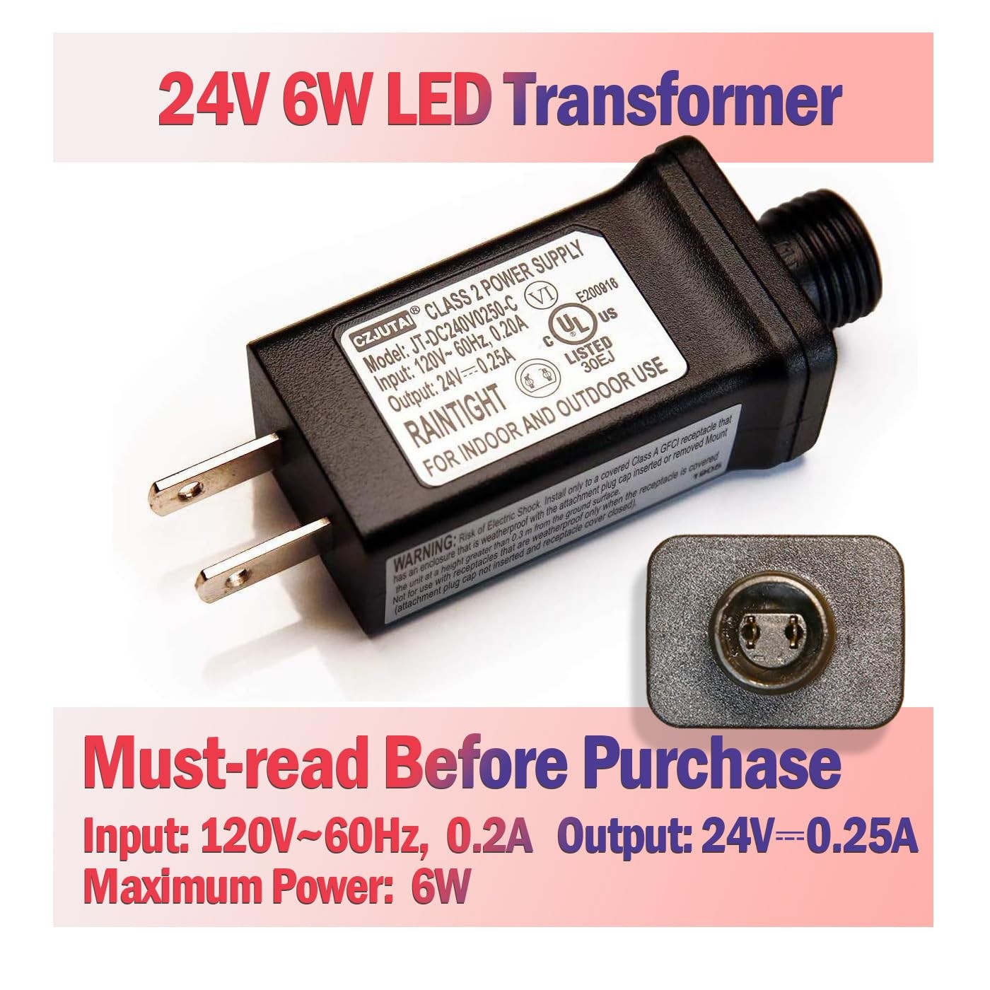 Tybeeu 24V Led Christmas Tree & Strip Light Adapter – Class 2 Power Su ...