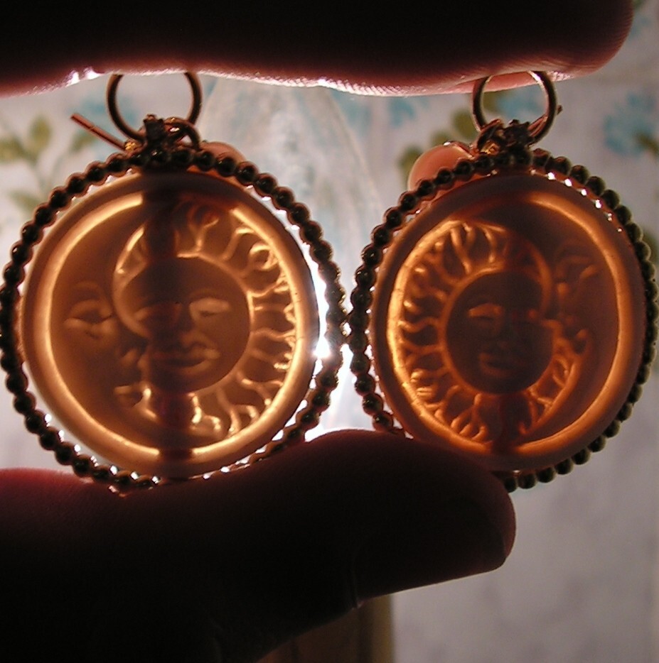 Vintage Sterling Sun & Moon Dangle Earrings Shell Cameo Made in Italy ...