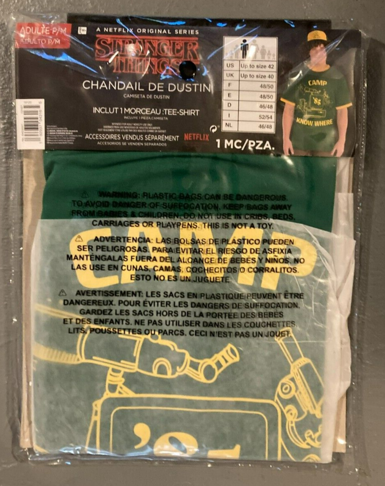 NEW Stranger Things Dustin's Costume Camp Know Where T Shirt Size Adult ...