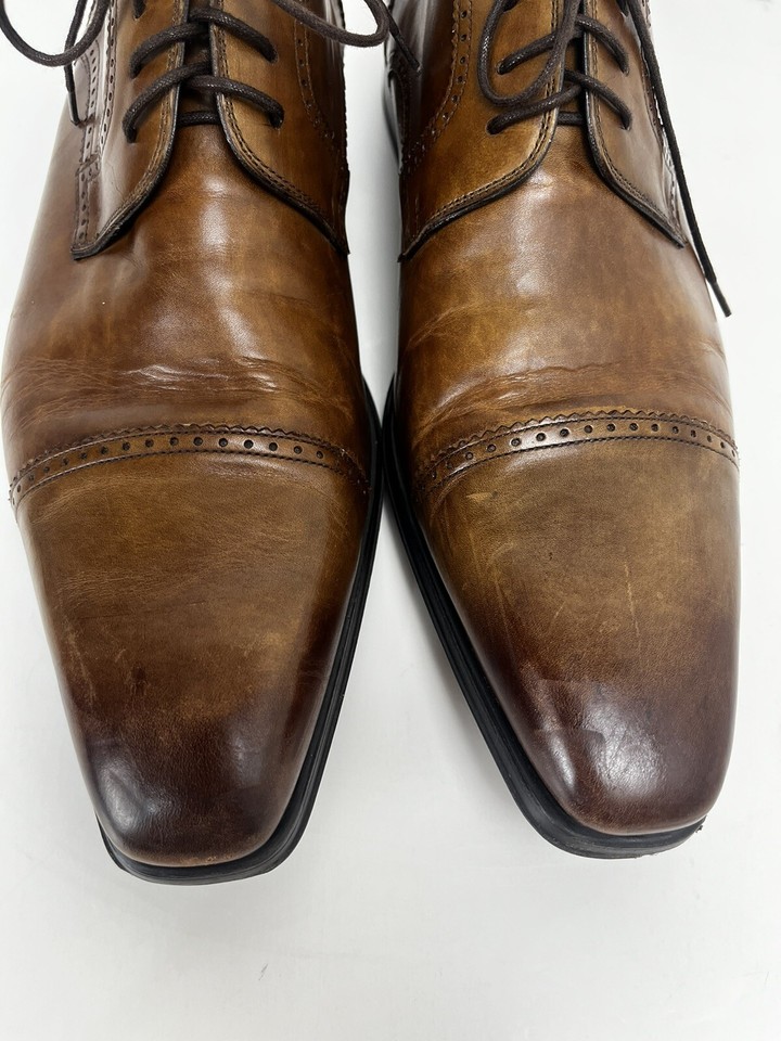 Magnanni 'Carlito' Cap Toe Cognac Brown Leather Derby Shoes Men’s Size ...
