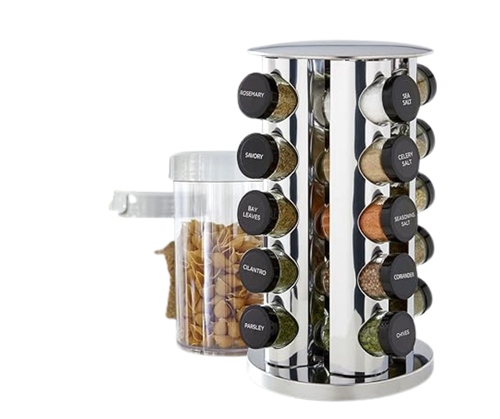 20 Jar Revolving Countertop Spice Rack with Spices Included Refills for ...