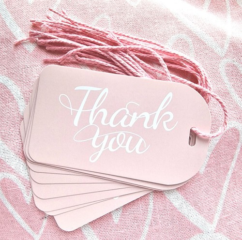 15, Pastel pink, THANK YOU, Gift Tag Labels, 2x3.7" PINK/White | eBay UK