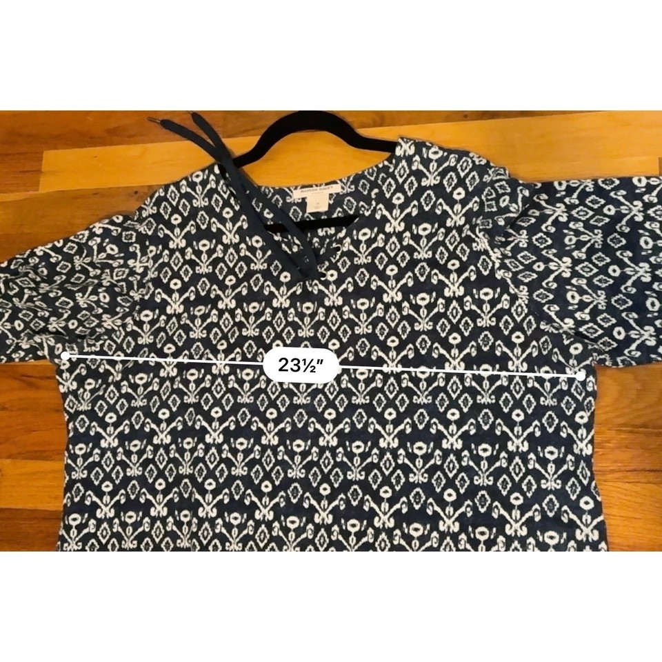 Allison Daley Woman Blouse Top 1X Blue Print 3/4 Sleeve Work Career ...
