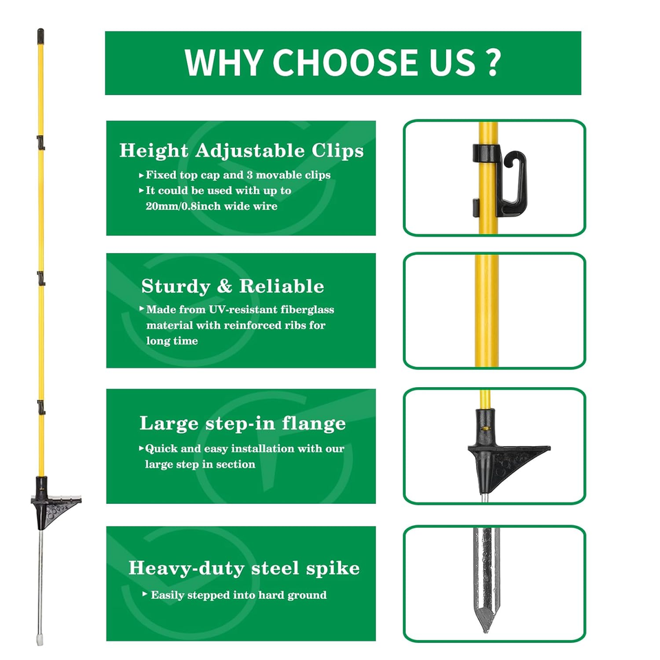 46 Inches Fiberglass Step in Electric Fence Posts,Temporary Fence ...