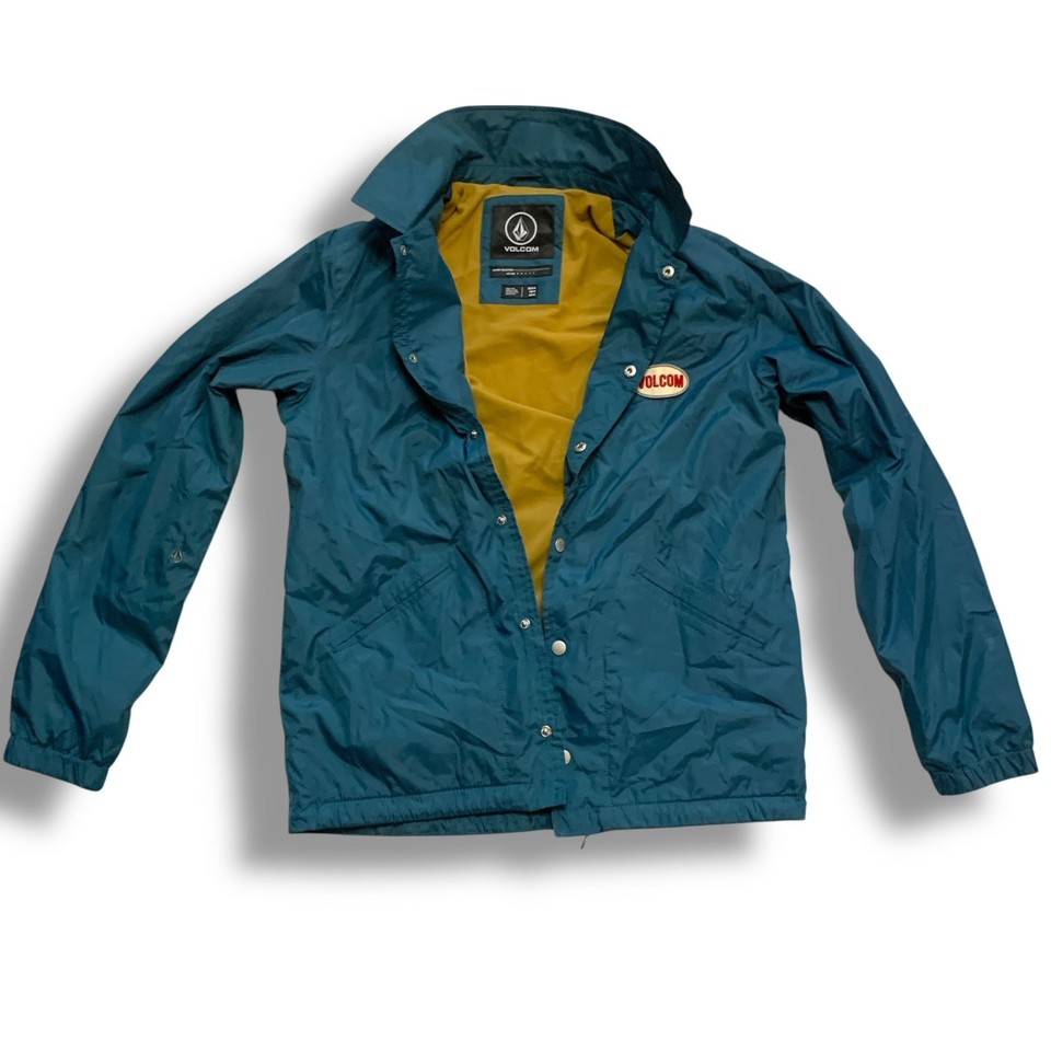 Volcom Stone Jacket Teal Logo Patch Windbreaker Water Resistant Sz M Skater | eBay