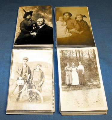 LOT OF 100 VINTAGE REAL PHOTO POSTCARDS MEN, WOMEN, CHILDREN, BABIES ...
