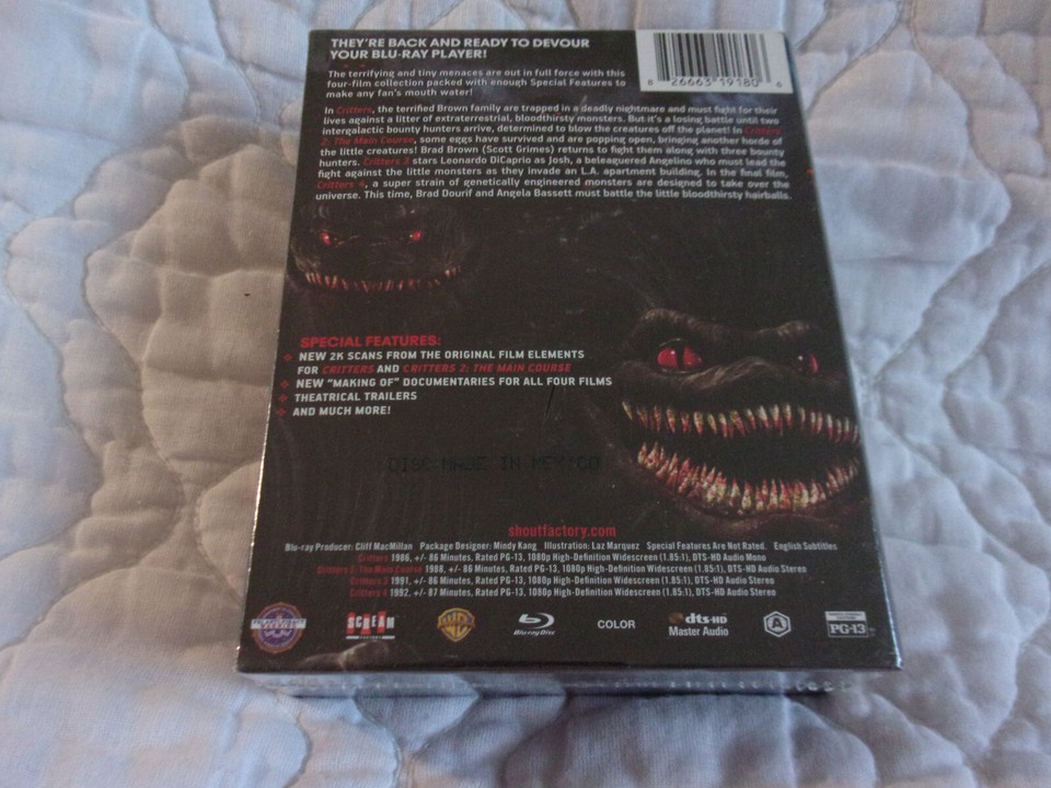 THE CRITTERS COLLECTION 4-DISC BLU-RAY NEW 80'S 90'S HORROR 2 MAIN ...