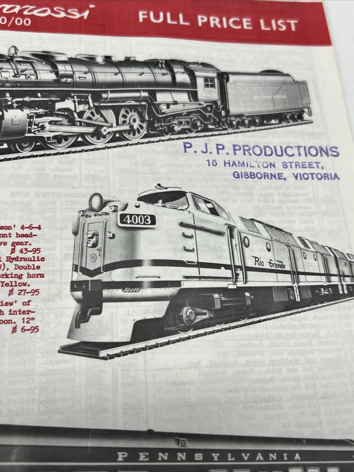 VINTAGE PRICE LIST MODEL RAILWAY 1969 RIVAROSSI HO OO AMC FOLDER TRAIN ...