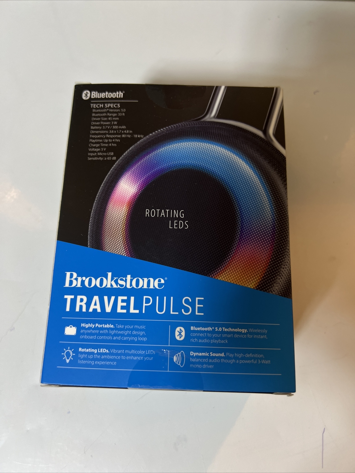 Brookstone Travel Pulse Wireless LED Speaker Rainbow Pride Bluetooth ...