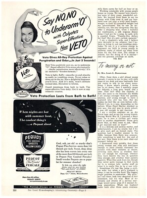1951 Colgate Veto Cream Deodorant Print Ad, 50's Cute Model Underarm ...