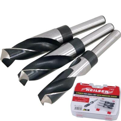 Neilsen 3pc HSS Drill Metal Bits Set Reduced Shank Twist Bit 1/2" 22mm ...