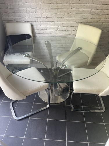 used glass dining table and 6 chairs | eBay