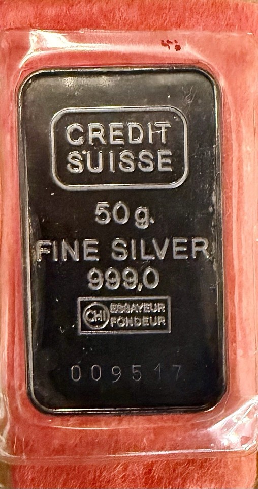 Uber Rare Credit Suisse 50gr With Serial# Silver Factory Sealed Defunct ...