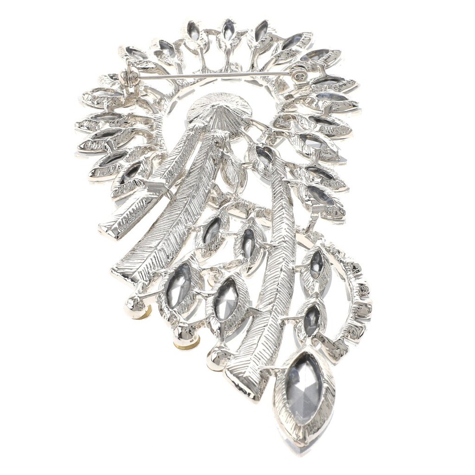 Silver Tone Metal Extra Large Crystal Flower Brooch P1517-SCL | eBay