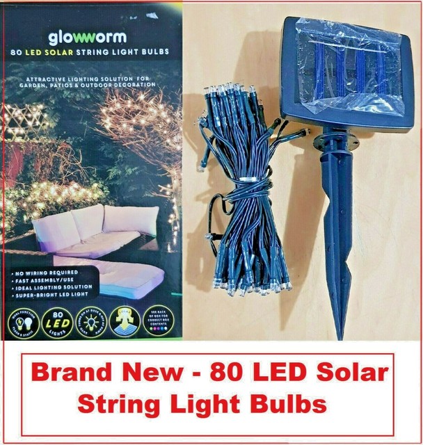 Glowworm 80 LED Solar String Light Bulbs Attractive Lighting Super ...