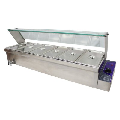 6 Pot Electric Food Warmer Steamer 1/3 Size Pan 6 inch Deep Bain-Marie ...