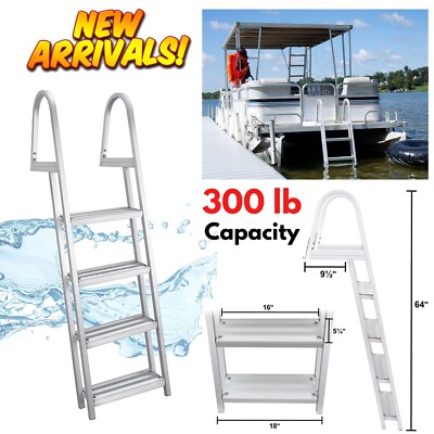 4 Wide Steps Boarding Boat Ladder Marine Raft Pontoon Boat Dock Lake ...