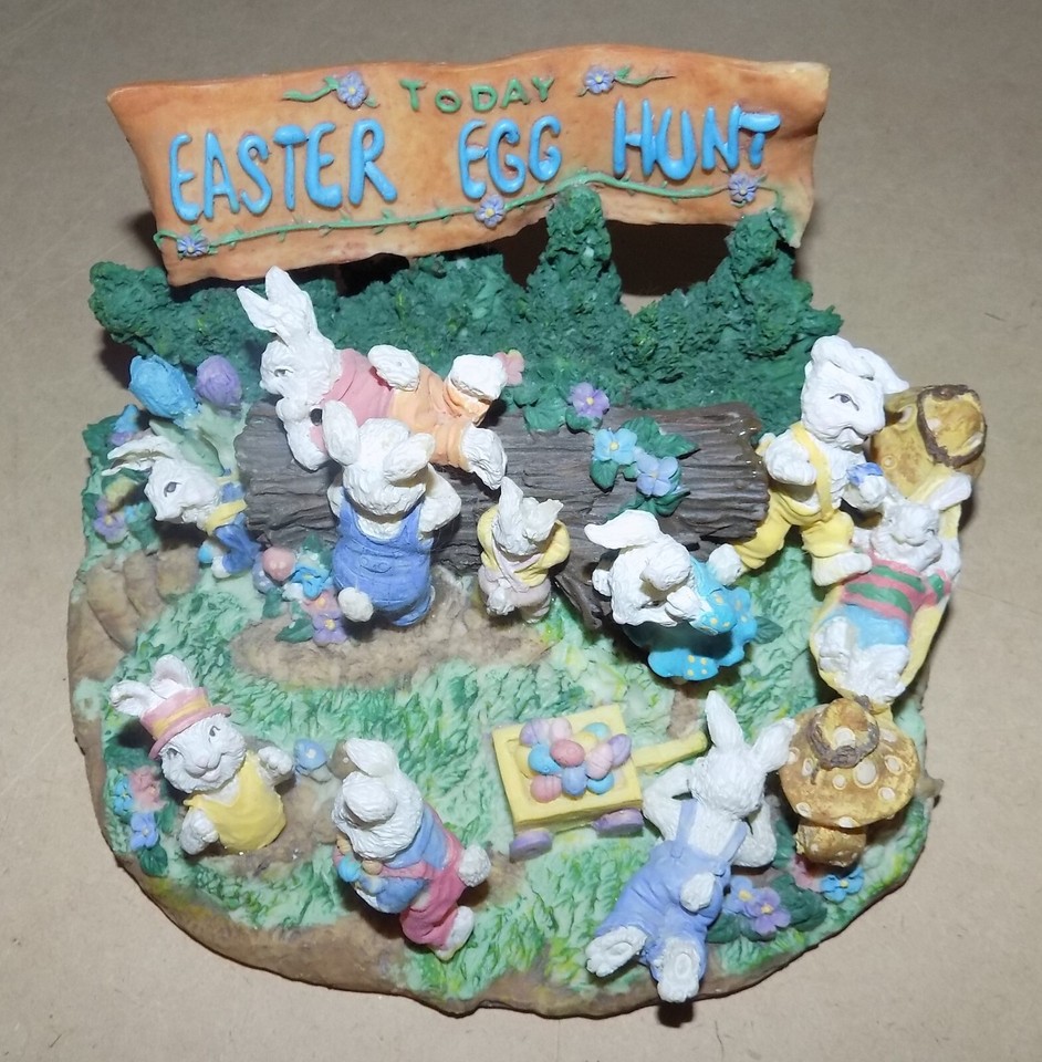 VINTAGE Cottontale Cottages POLYRESIN Easter Figurine Today Easter Egg ...