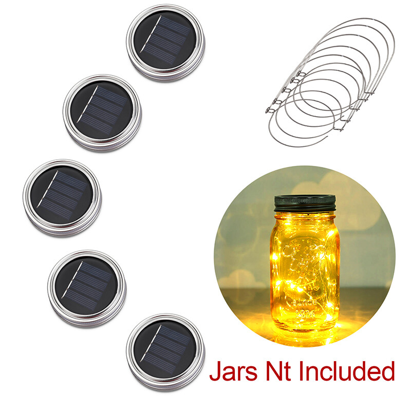3/6 Pack Solar Mason Jar Lid Insert LED Mason Jar Solar Light for Glass ...