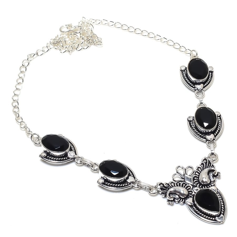 Black Spinel Gemstone Handmade 925 Sterling Silver Jewelry Necklace ...
