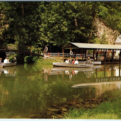c1960s McGregor, IA Spook Cave Underground River Entrance Boat Tourist ...