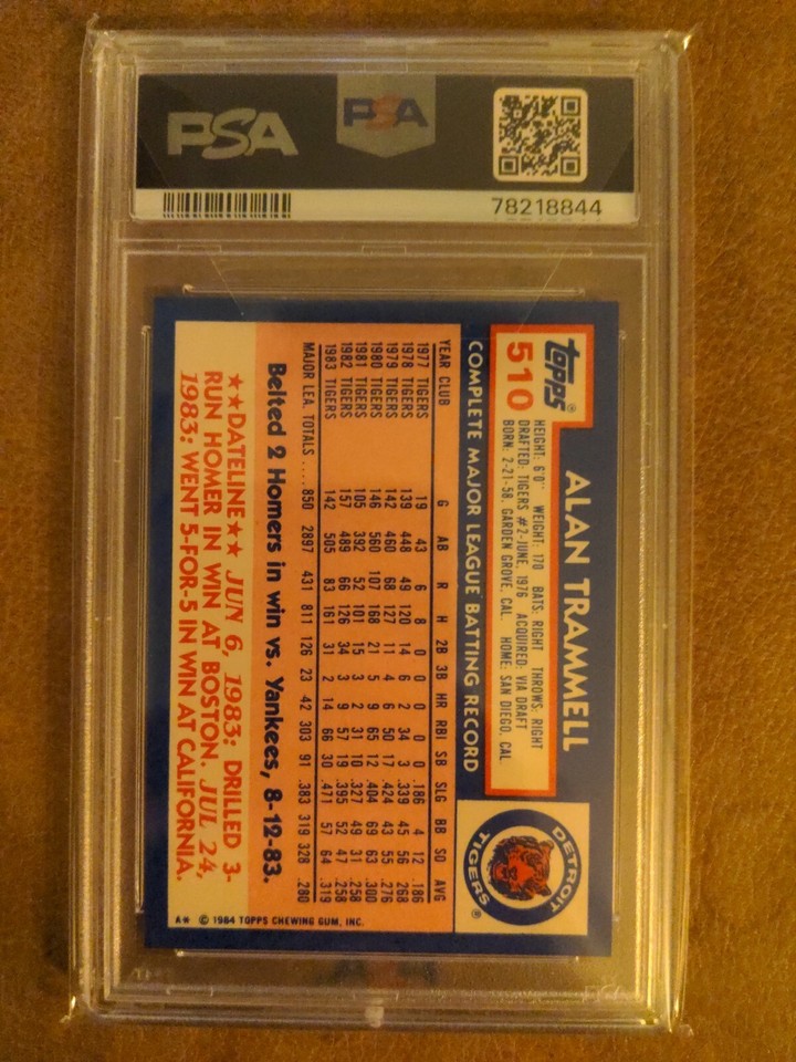 1984 Topps Tiffany #510 Alan Trammell PSA 9 MINT HOF | eBay