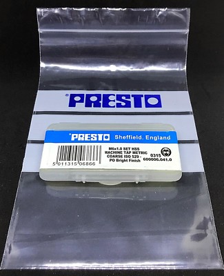 Presto 3 Piece Tap Sets HSS Metric Hand Tap Includes Taper, Second ...