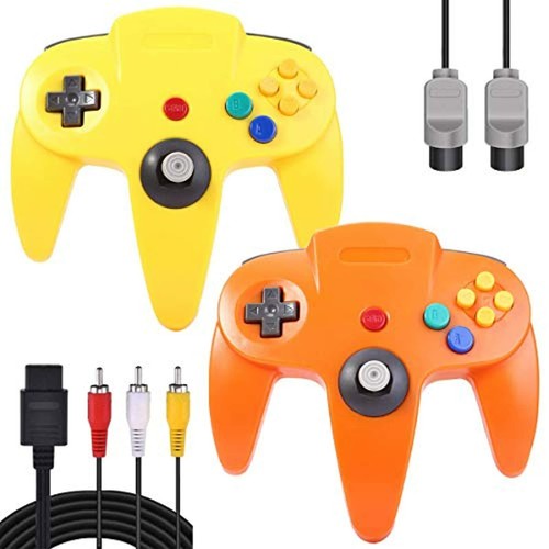 Generic Wired N64 Controllers Yellow And Orange With AV Cable Video ...