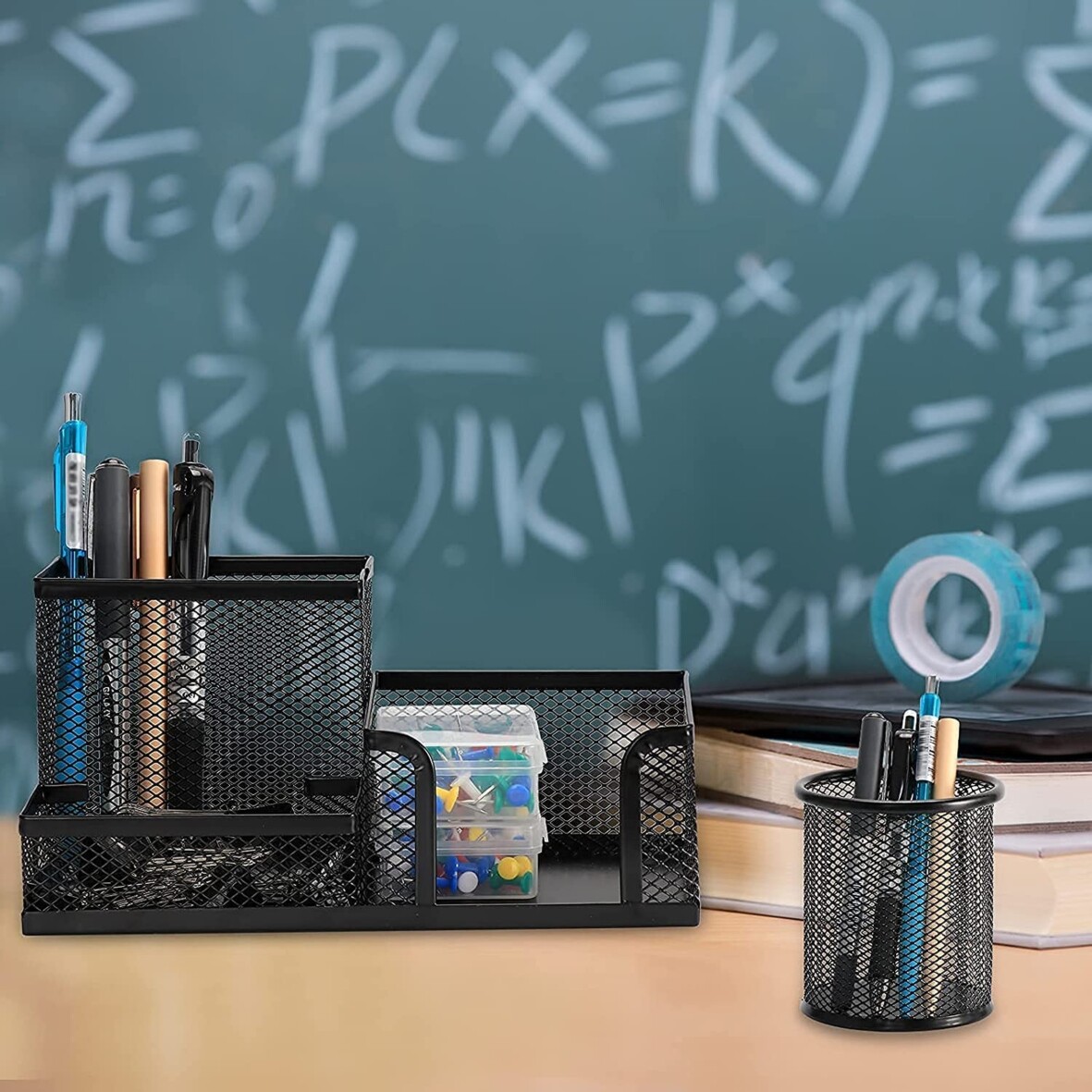 Metal Office Mesh Bin Desk Organizer Set Stationary Tidy Letter Trays ...