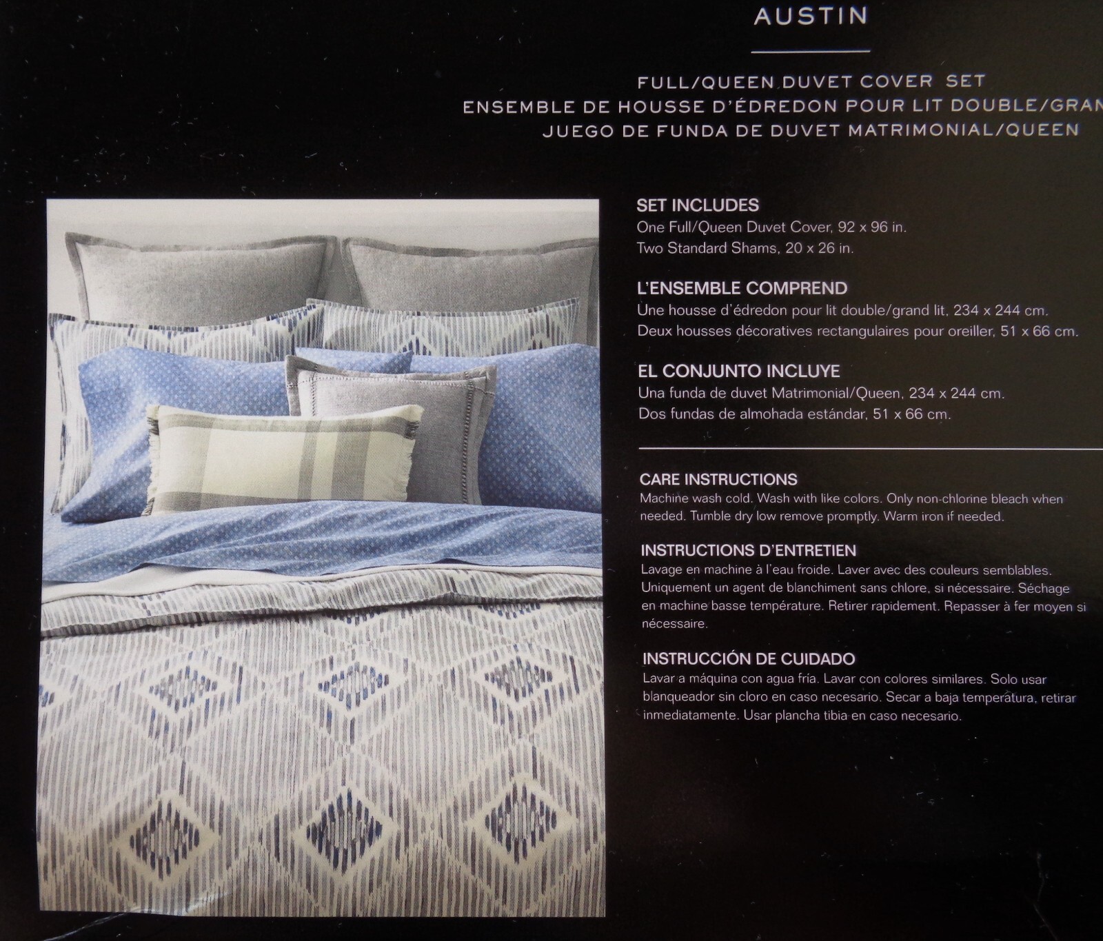 Ralph Lauren Austin Diamond Stripe Full Queen Duvet Cover Set Shams ...