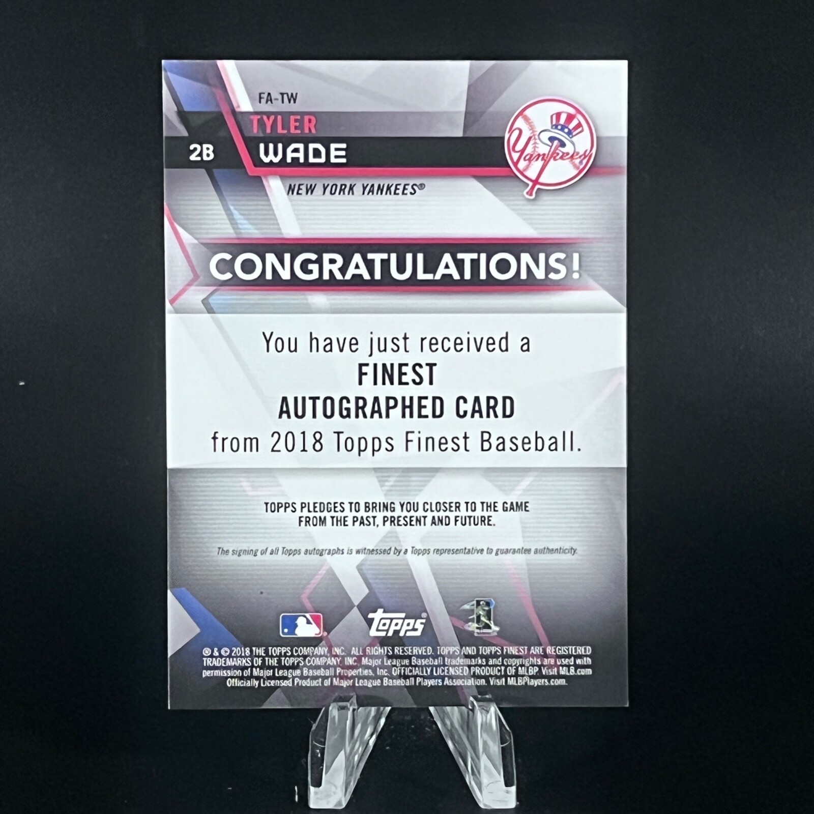 2018 Topps Finest - Autographs Green Wave Refractor #FA-TW Tyler Wade ...