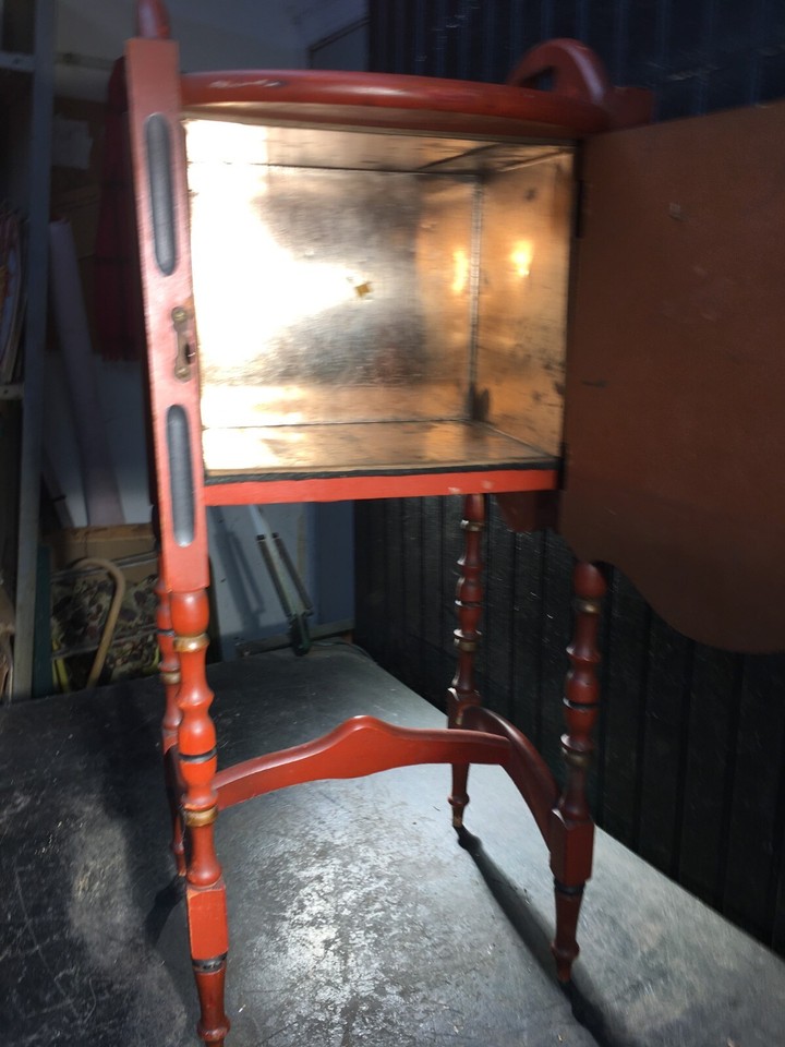 Vtg 1940s Wooden Humidor Smoking/ Table Stand/Metal Lined /Oriental ...