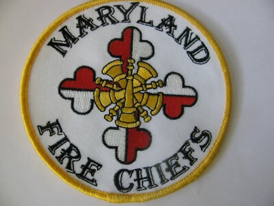 Maryland FIRE CHIEFS Logo Fire Rescue Dept PATCH SEW ON 4” RARE LOGO MD ...