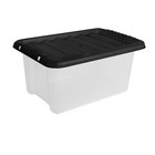 13L Clear Plastic Storage Boxes Lids Stackable UK Made Box Home Office ...