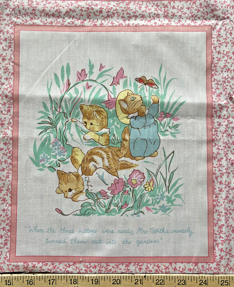 Frederick Warne Fabric Storybook Peter Rabbit Beatrix Potter PINK Panel ...