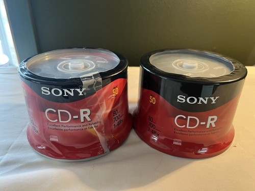 2 Packs- Sony 50 Pack CD-R Blank 700MB 1-48X Recordable Disc- 1 Sealed ...