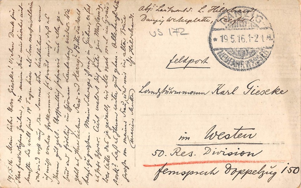 us172 soldier military Danzig Gdansk ww1 1916 Poland feldpost | eBay