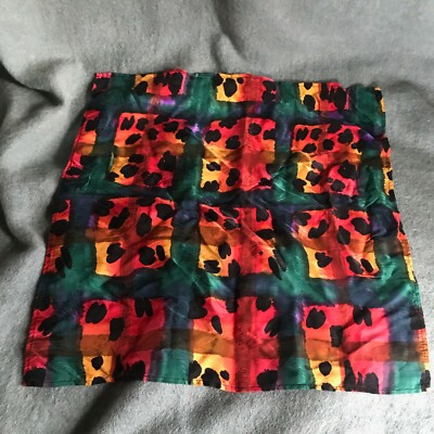 Cynthia Espy 100% Silk Vibrant Purple Green Red & Orange Animal Print ...