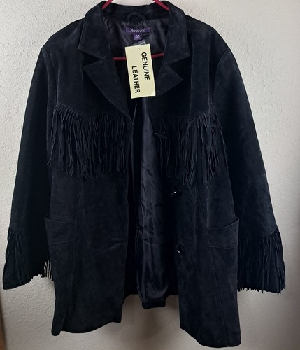 Romans Womens Black Fringe Suede 100% Leather Jacket Western Wear Boho ...