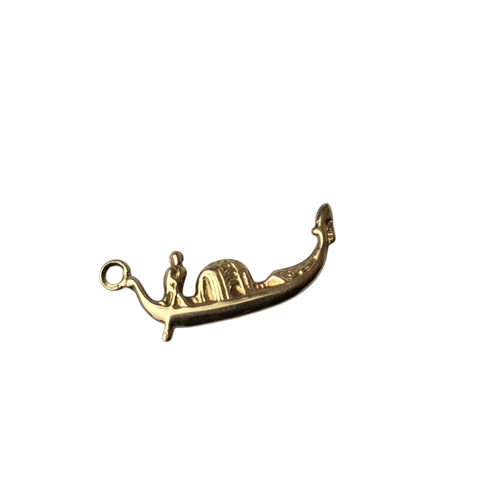14k Yellow Gold Venetian Gondola Boat Charm Pendant 0.87" x 0.22" 1.2g ...