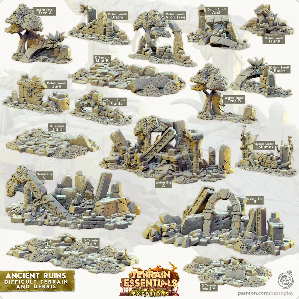 Ancient Ruins Set | TTRPG Scatter Diorama Dollhouse Miniature | Terrain ...