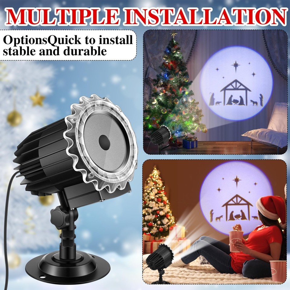 Tuanse Christmas Nativity Outdoor Projector Rotating Nativity Scene ...