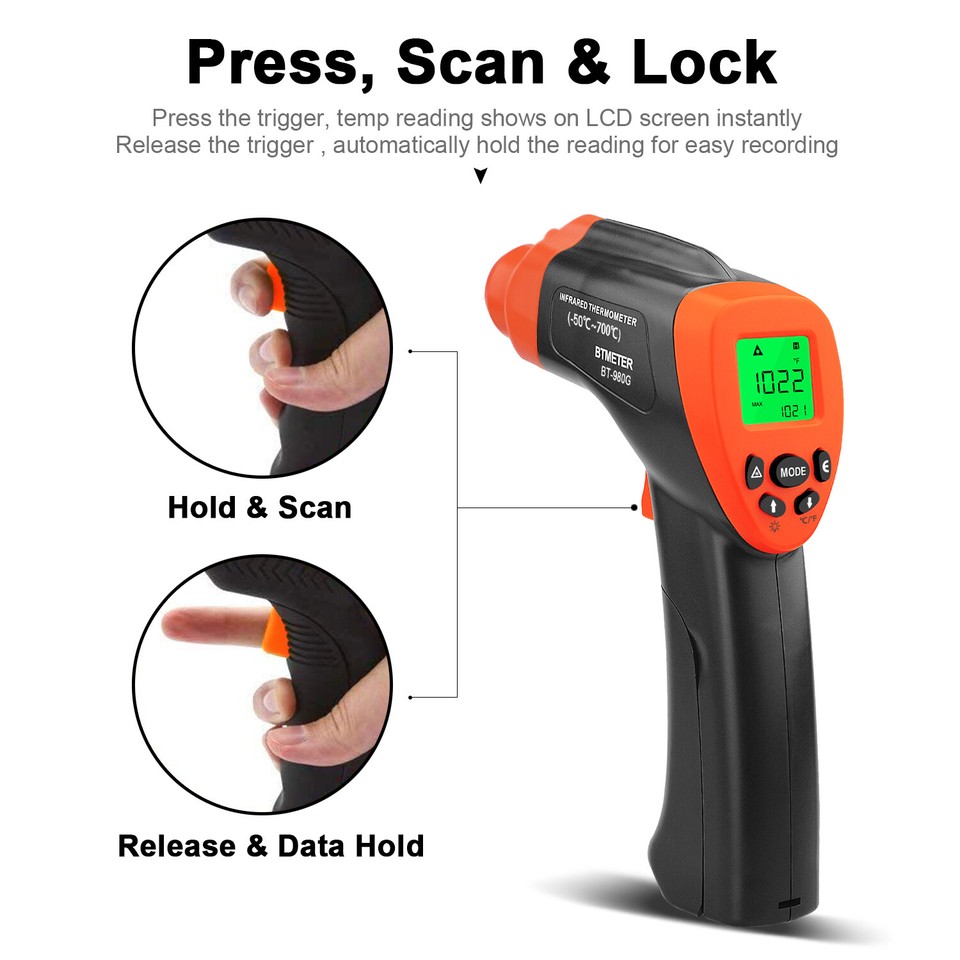 Infrared Laser Thermometer Gun IR Temp Meter -58℉-1292℉ No-Contact ...
