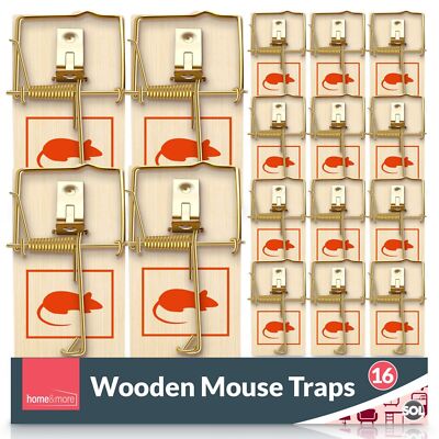 16-24pk Wooden Mouse Traps Traditional Mice Rodent Pest Control Trap ...